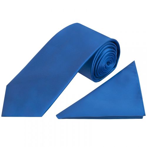 Plain | Electric Blue | Classic | Men's | Tie and Pocket Square Set