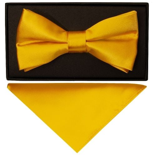 Plain | Bright Yellow | Men's | Bow Tie and Pocket Square Set
