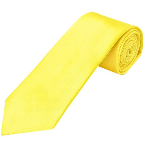 Plain Pastel Yellow Satin Classic Men's Tie - Free Delivery