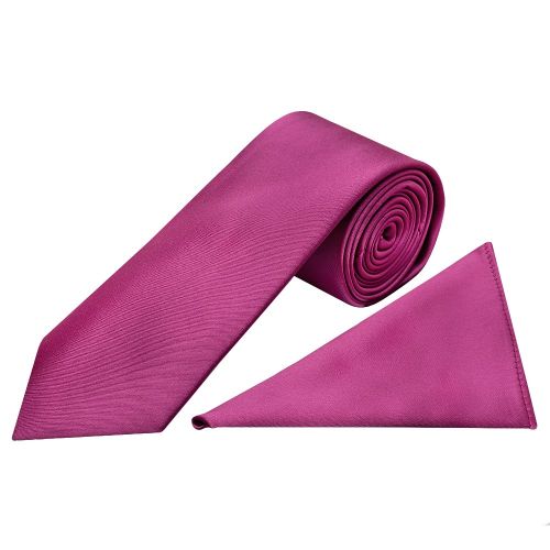 Plain | Fuchsia | Pink | Classic | Men's | Tie and Pocket Square Set