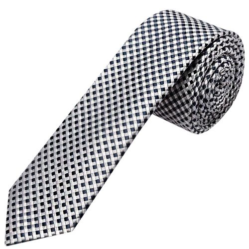 Silver Diamond Neat Boys Skinny Tie - Free Delivery
