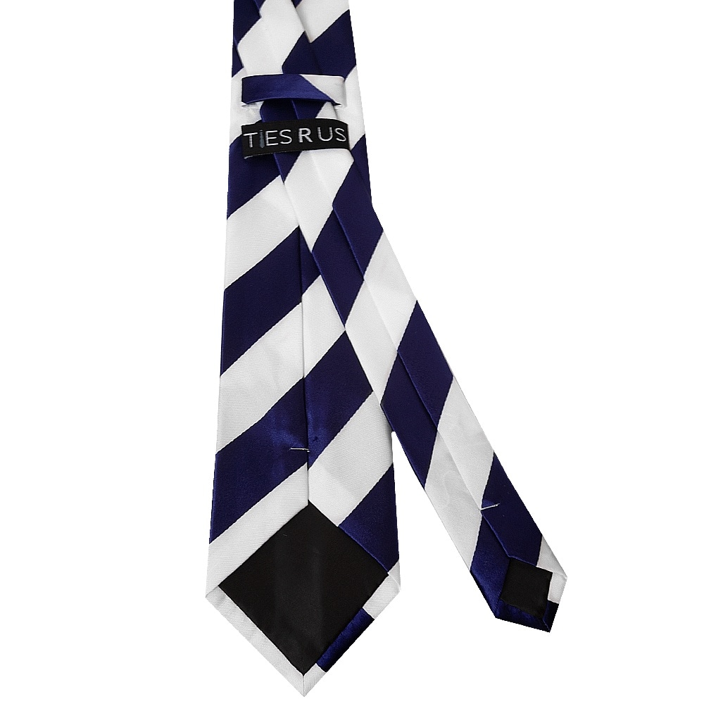 Navy Blue and White Stripe Classic Mens Tie | Mens Tie | Football Tie