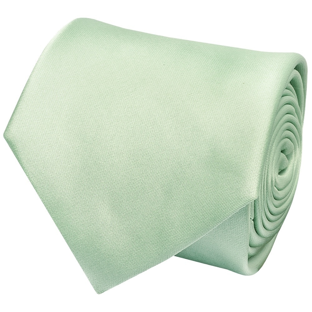 Mens Pale Mint Plain Satin Classic Tie and Pocket Square Free Delivery