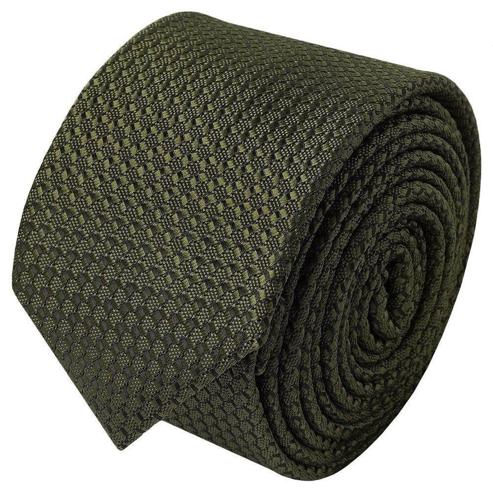 Olive Green | Textured | Skinny | Men's | Tie and Pocket Square Set