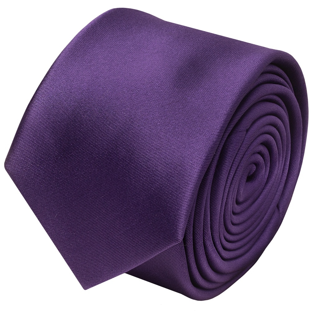 Plain | Purple | Satin | Skinny | Men's | Tie