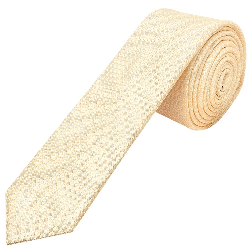 Plain | Ivory | Textured| Skinny | Men's | Tie and Pocket Square Set