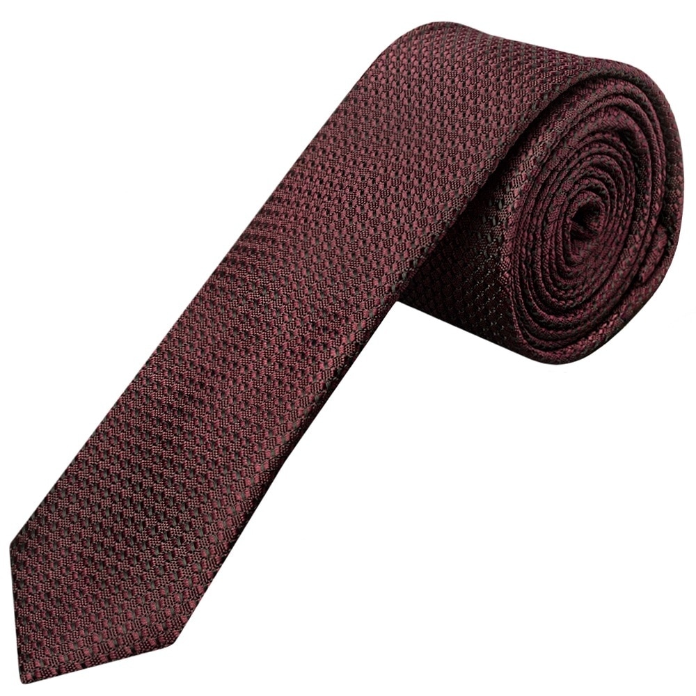 Burgundy | Textured | Skinny | Men's | Tie and Pocket Square Set