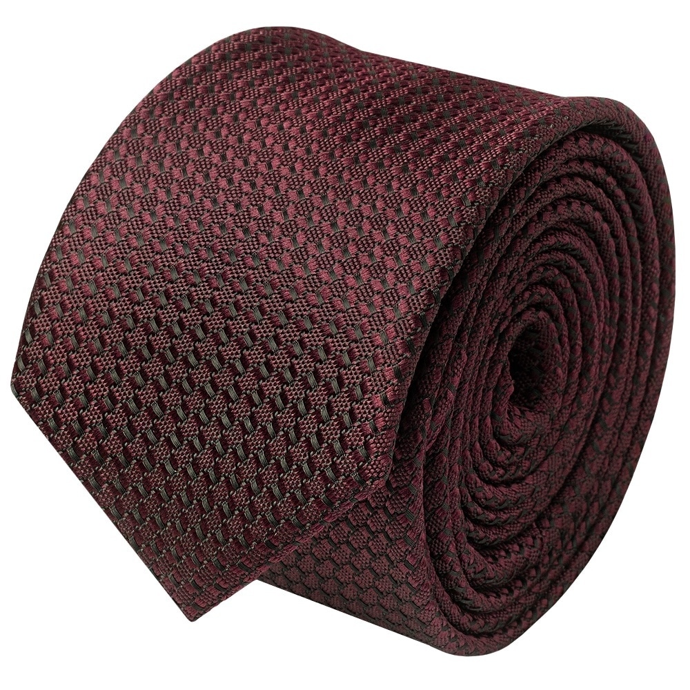 Burgundy | Textured | Skinny | Men's | Tie and Pocket Square Set