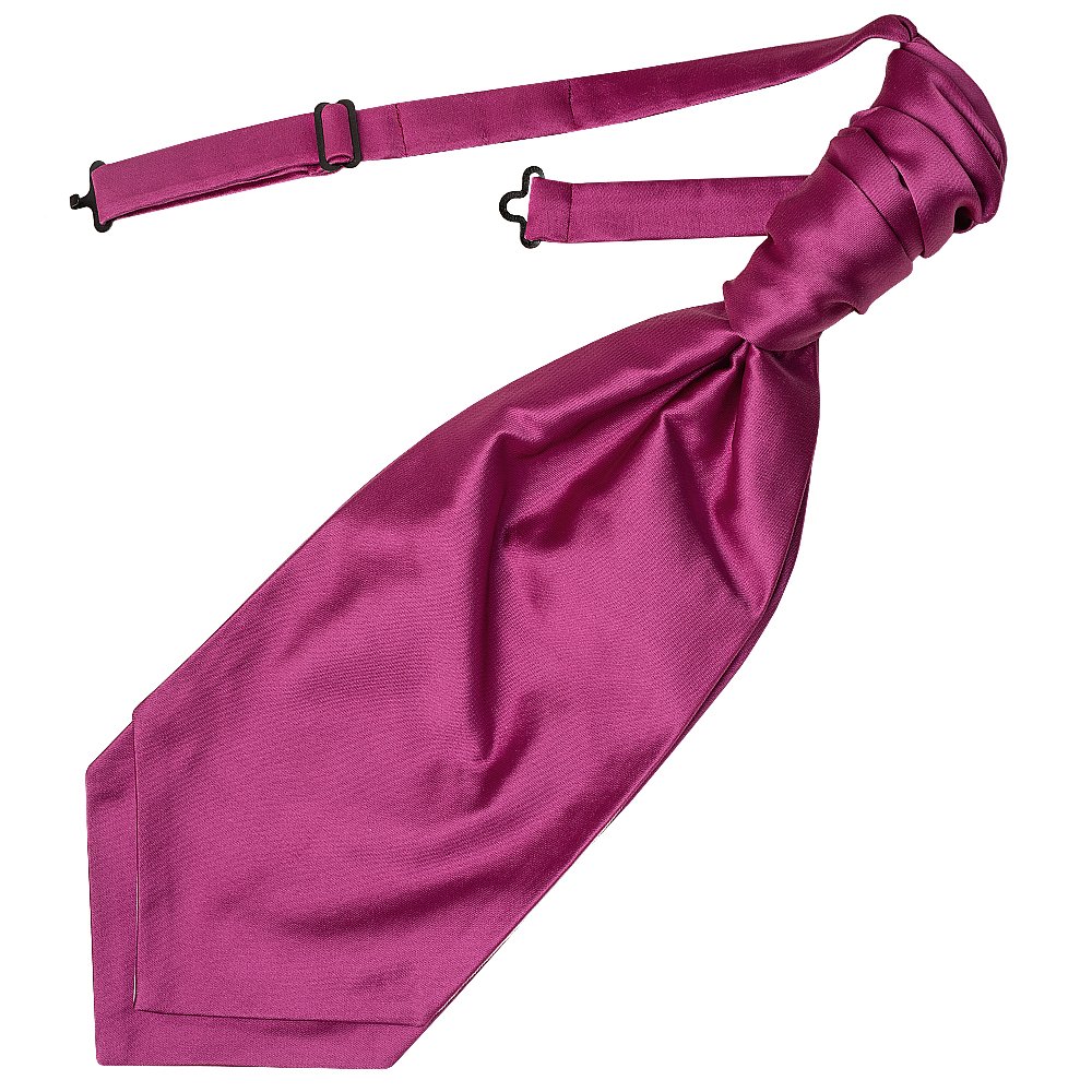 Men's Plain Fuchsia Satin Cravat Tie and Pocket Square Set - Free Delivery
