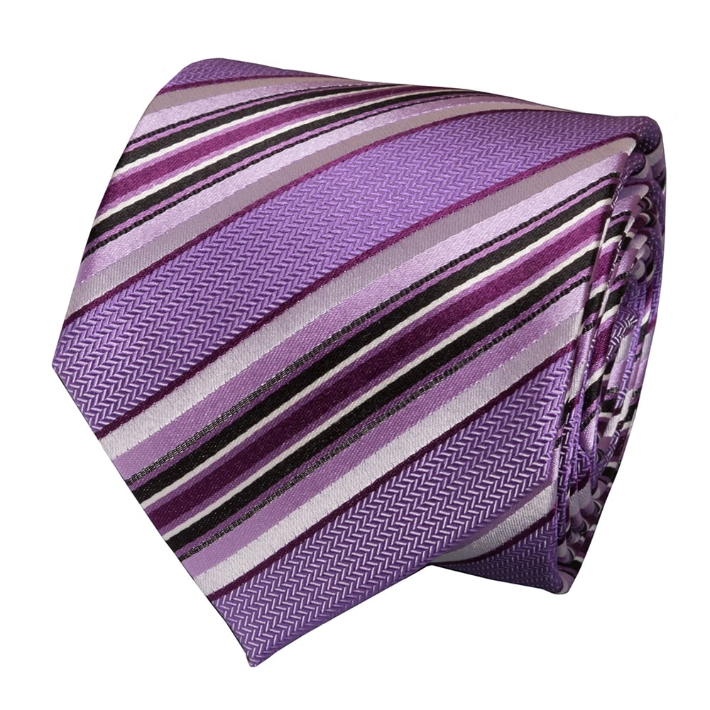 Purple | Striped | Classic | Men's | Tie and Pocket Square Set