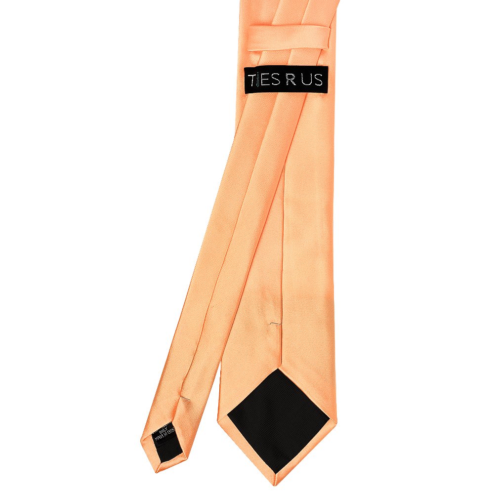 Plain | Peach | Satin | Classic | Men's | Tie and Pocket Square Set