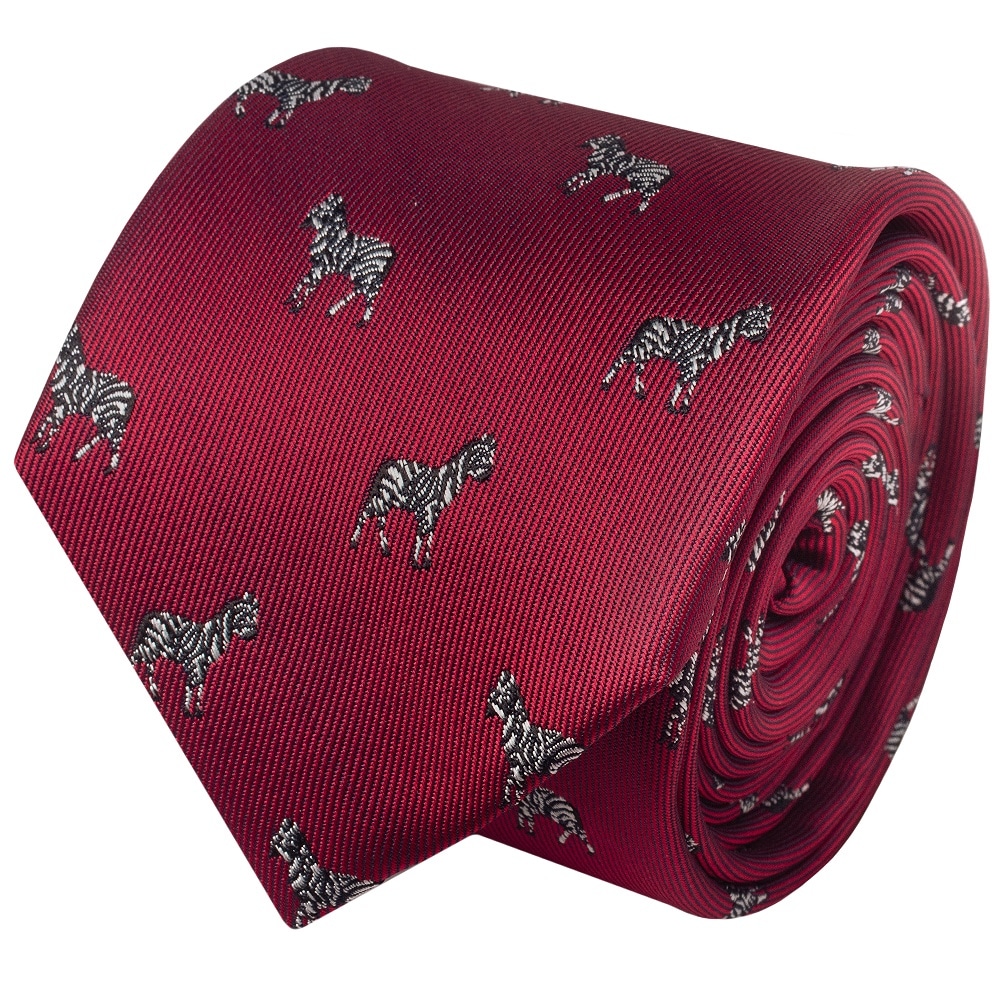 Men's Burgundy Zebra Slim Tie - Free Delivery
