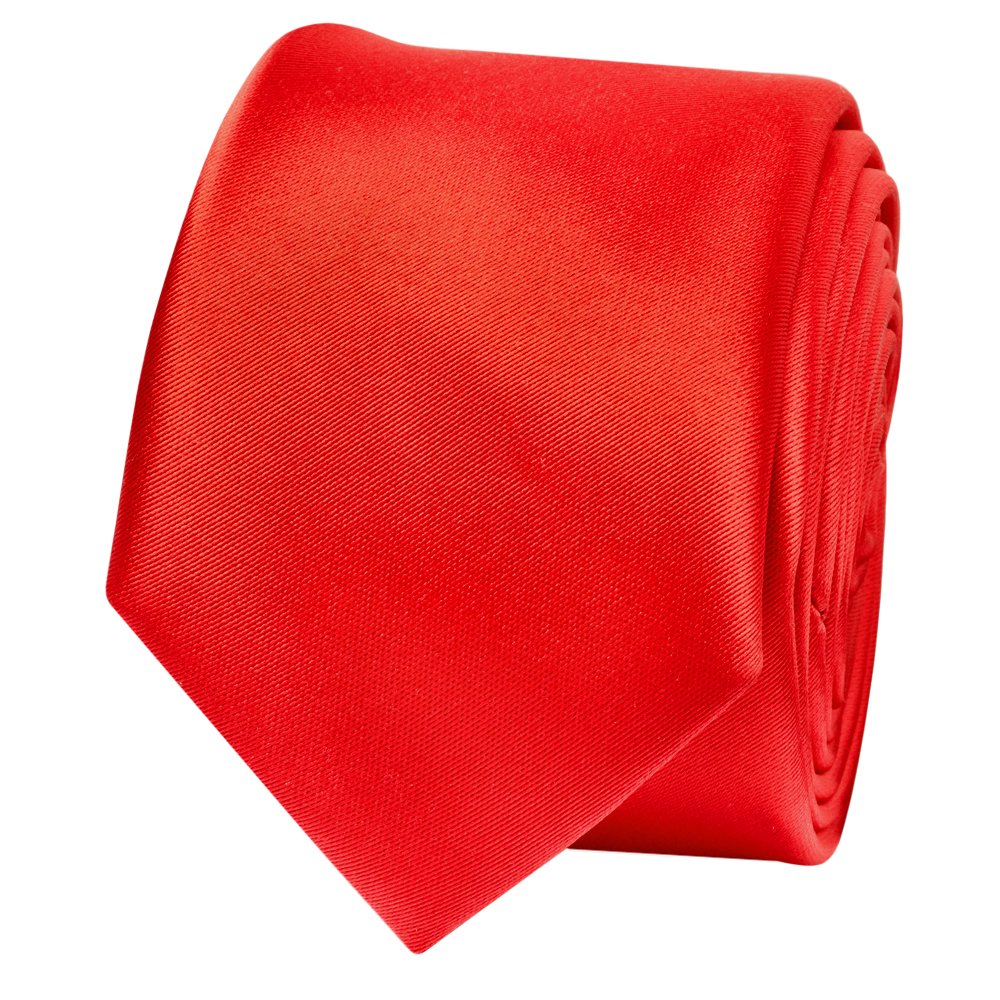 Plain | Bright Red | Satin | Skinny | Men's | Tie